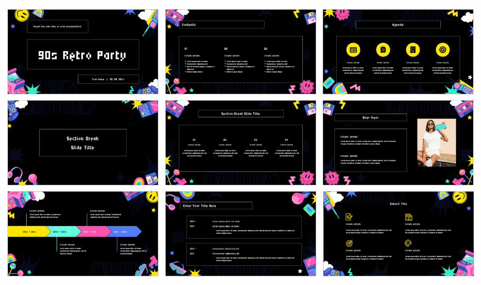 90s Retro Party Free Google Slides Themes PowerPoint templates
