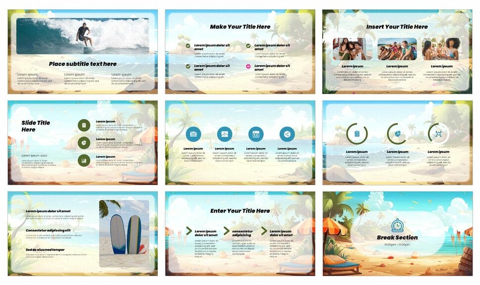 Beach Cartoon Background Google Slides PowerPoint Templates