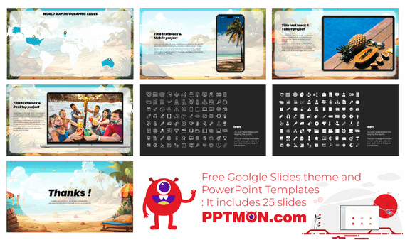 Beach Cartoon Background Google Slides PowerPoint Templates