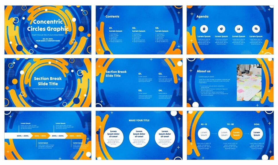 Concentric Circles Graphic Google Slides PowerPoint Templates