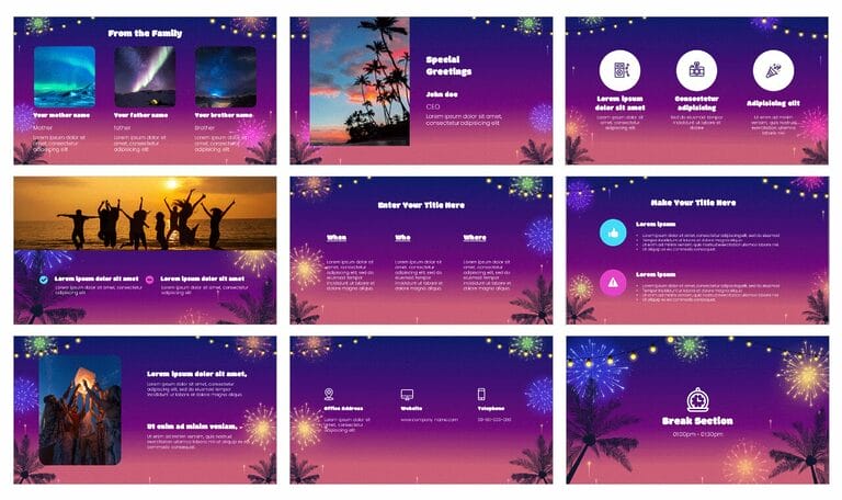 Summer Fireworks Festival Google Slides PowerPoint Templates