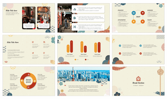 Japanese Style Pattern Google Slides Theme PowerPoint Template