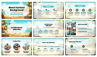 Beach Cartoon Background Google Slides PowerPoint Templates