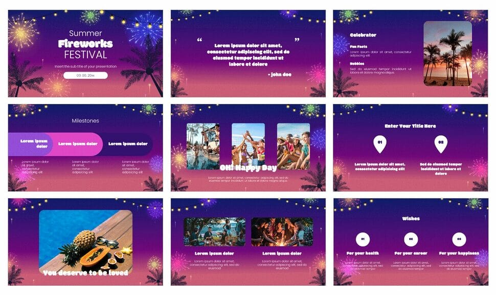 Summer Fireworks Festival Google Slides PowerPoint Templates