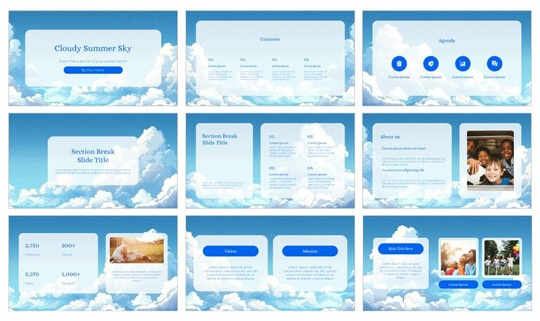 Cloudy Summer Sky Presentation Template - Google Slides & PPT