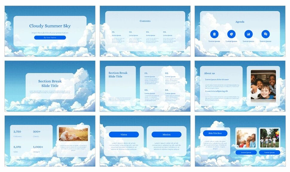 Cloudy Summer Sky Presentation Template - Google Slides & PPT