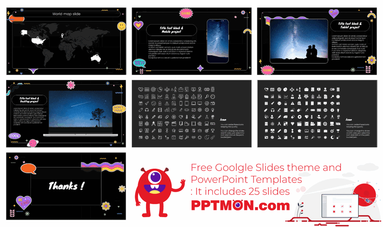 90s Stickers Newsletter Free Google Slides PowerPoint Templates