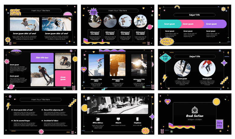 90s Stickers Newsletter Free Google Slides PowerPoint Templates