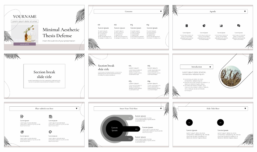 Minimal Aesthetic Thesis Defense Google Slides PPT Templates