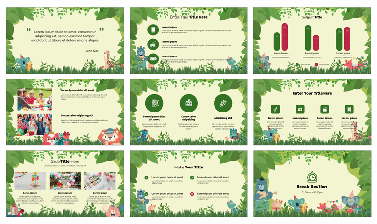 Cute Animal Birthday Invitation Google Slides PowerPoint Template