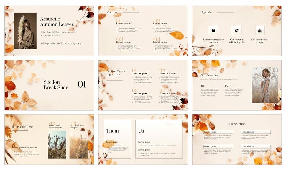 Aesthetic Autumn Leaves Free Google Slides PowerPoint Template