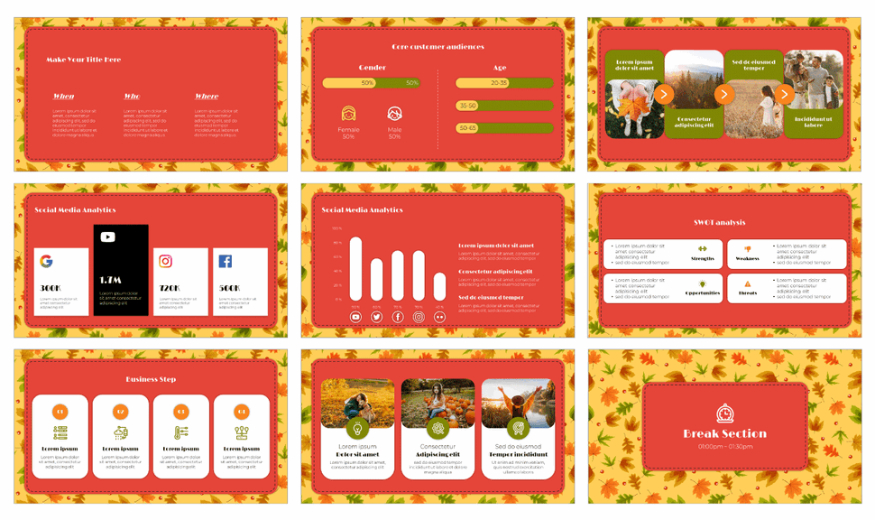 Cute Autumn Pattern Google Slides Themes PowerPoint Templates