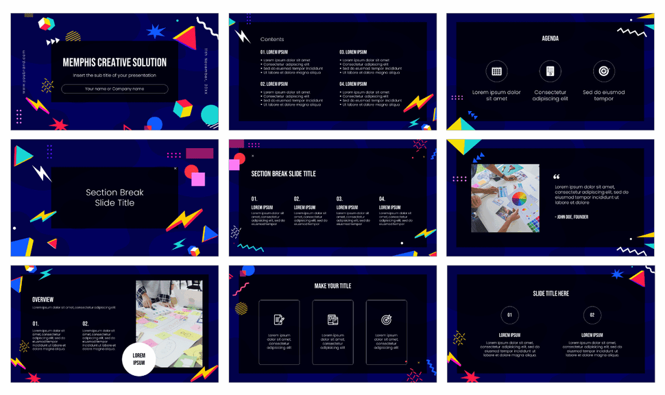 Memphis Creative Solution Google Slides PowerPoint Templates