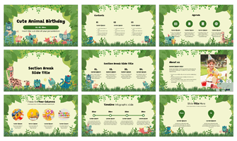 Cute Animal Birthday Invitation Google Slides PowerPoint Template