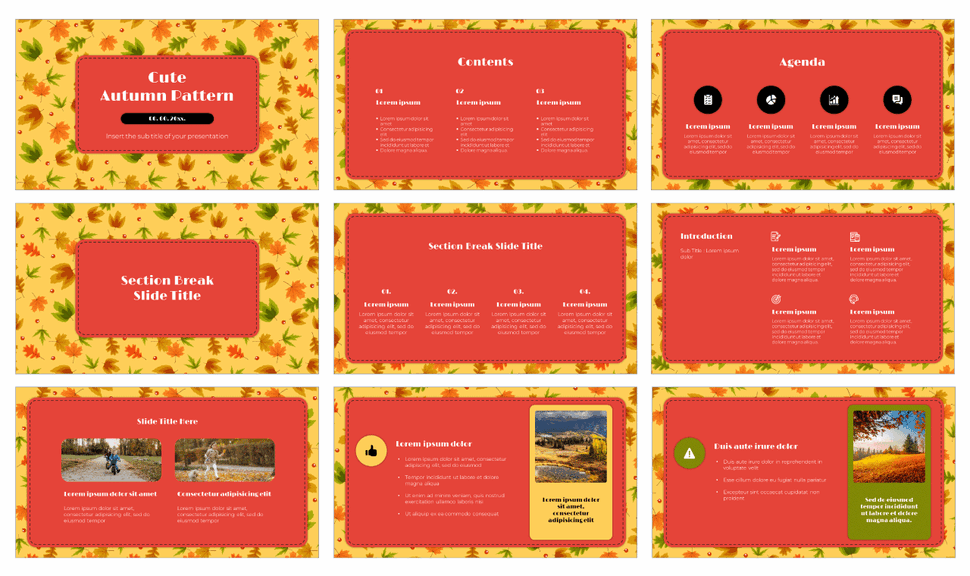 Cute Autumn Pattern Google Slides Themes PowerPoint Templates