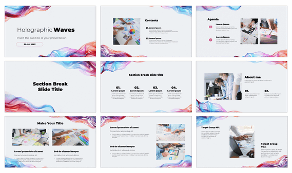 Holographic Waves Presentation Templates - Google Slides & PPT