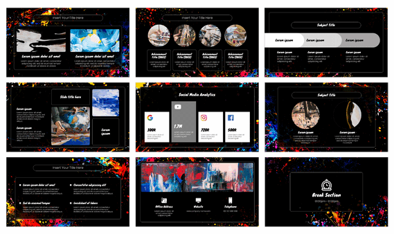 Vivid Paint Splatters Google Slides Themes PowerPoint Templates