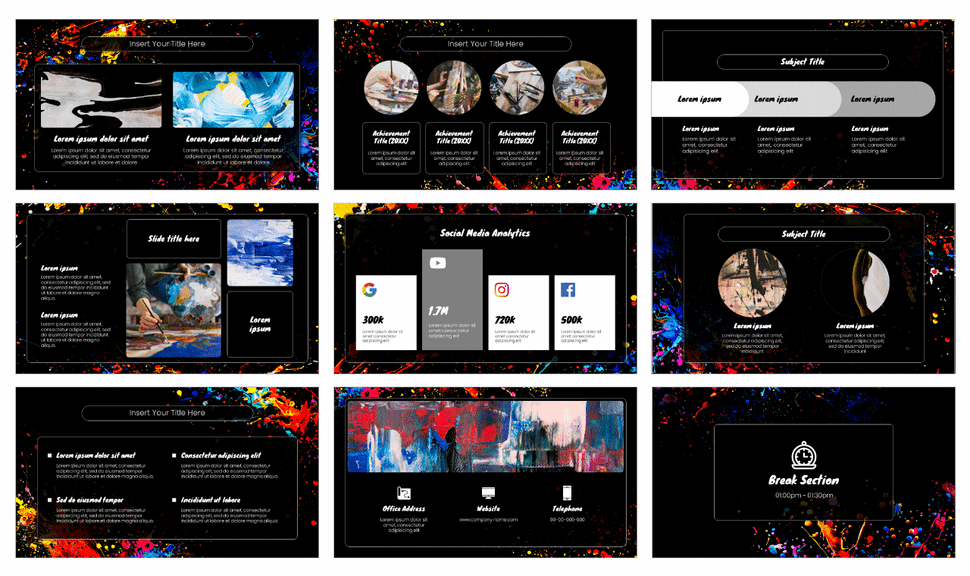 Vivid Paint Splatters Google Slides Themes PowerPoint Templates
