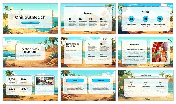 Chillout Beach Presentation Templates - Google Slides PowerPoint