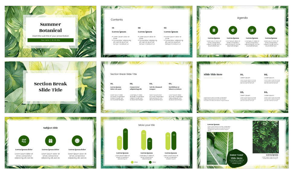 Summer Botanical Presentation Templates - Google Slides & PPT