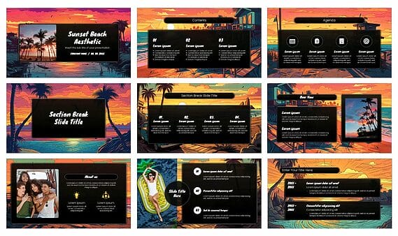 Sunset Beach Aesthetic Free Google Slides PowerPoint Templates