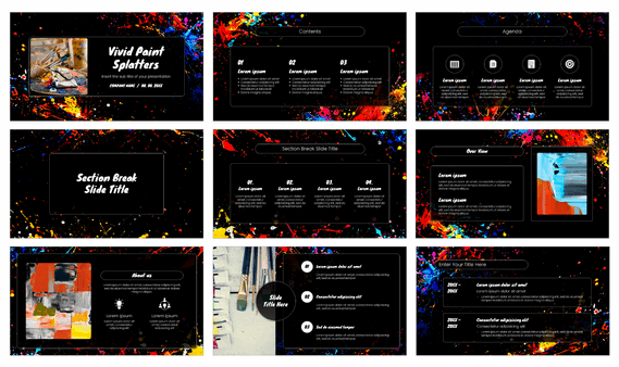 Vivid Paint Splatters Google Slides Themes PowerPoint Templates