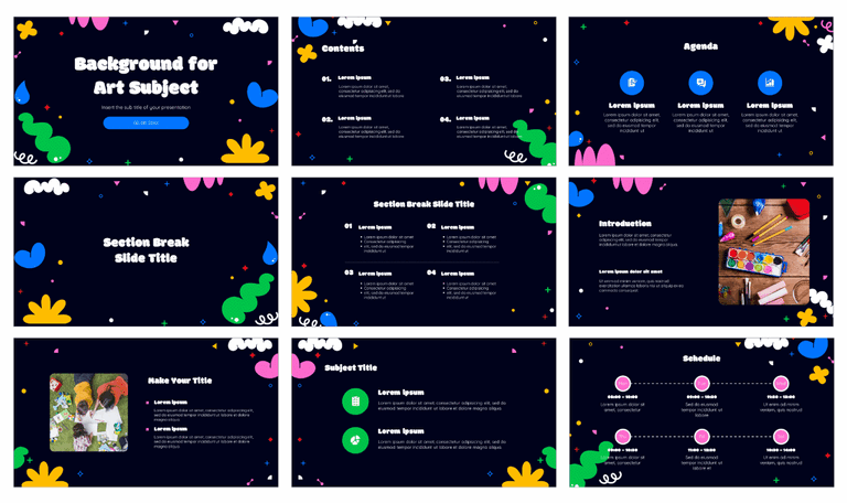Background for Art Subject Google Slides PowerPoint Templates