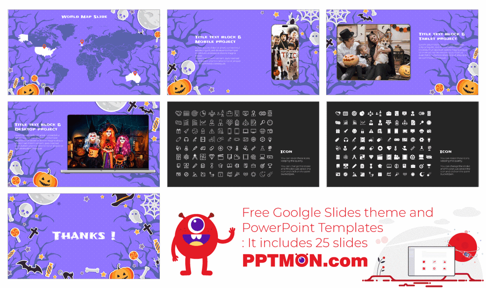 Cute Halloween Stickers Free Google Slides PowerPoint Templates