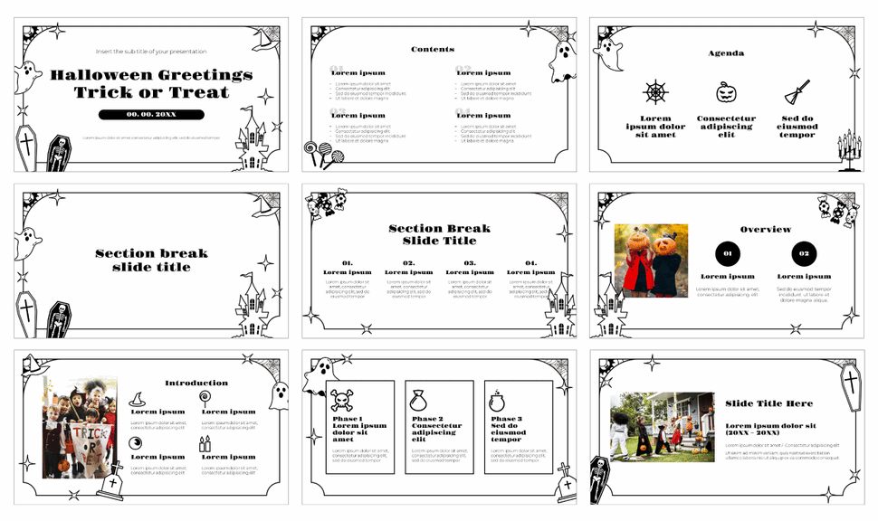 Halloween Greetings-Trick or Treat Google Slides PPT Templates