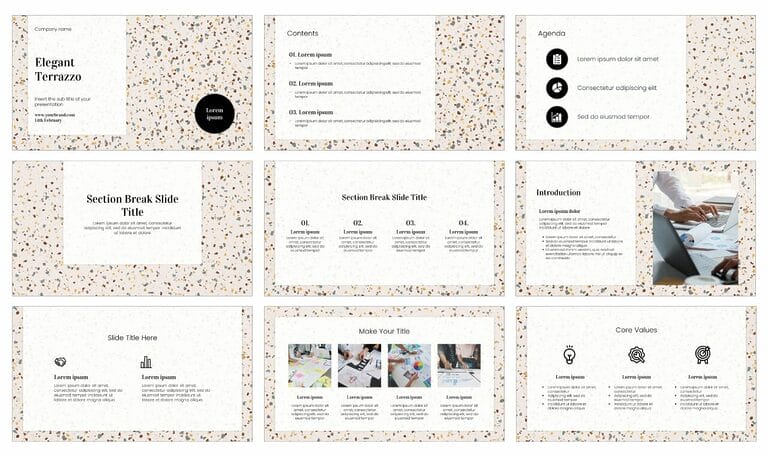 Elegant Terrazzo Free Google Slides Theme PowerPoint Templates