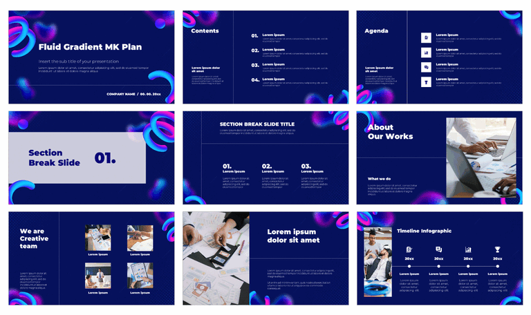 Fluid Gradient MK Plan Google Slides Theme PowerPoint Template