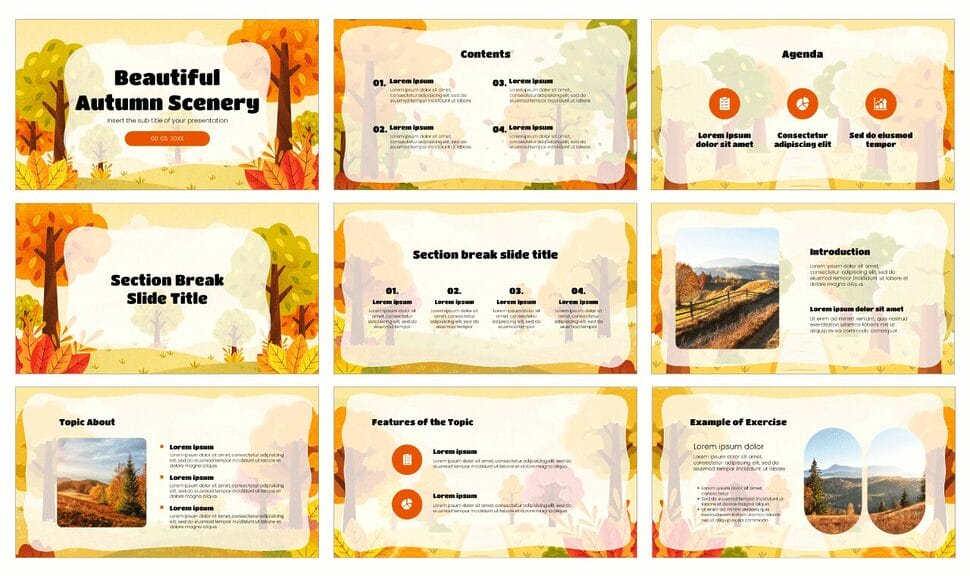 Beautiful Autumn Scenery Google Slides PowerPoint Templates