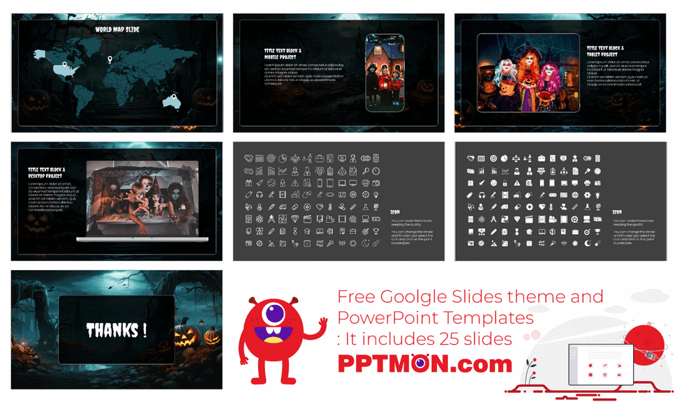 Scary Halloween Invitations Google Slides PowerPoint Templates
