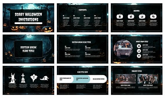 Scary Halloween Invitations Google Slides PowerPoint Templates