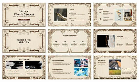 Vintage Classic Concept Free Google Slides PowerPoint Templates