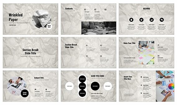 Wrinkled Paper Presentation Templates -Google Slides PowerPoint