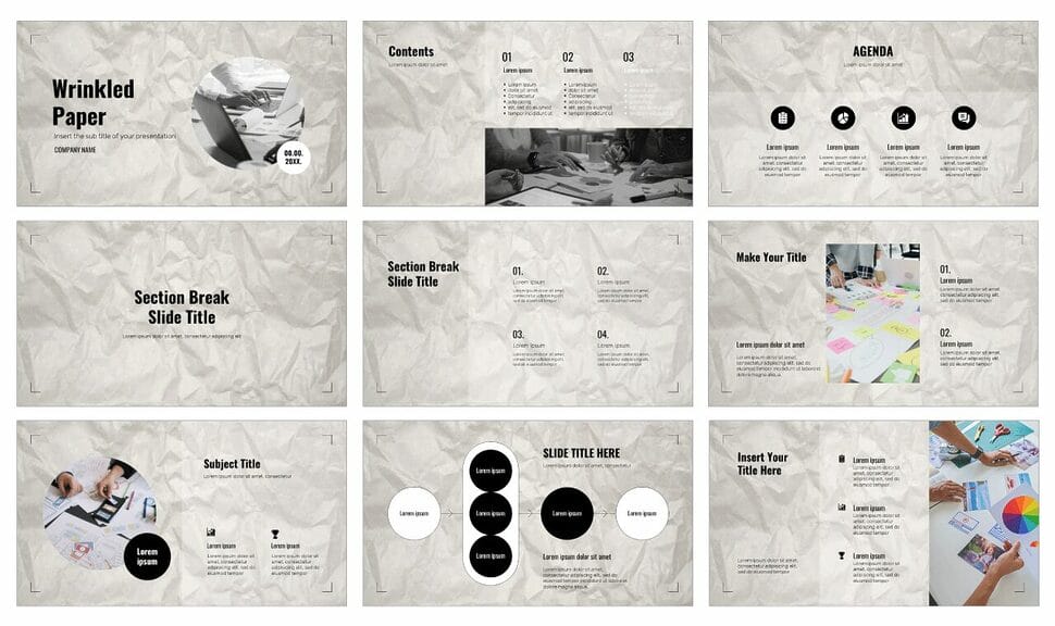 Wrinkled Paper Presentation Templates -Google Slides PowerPoint