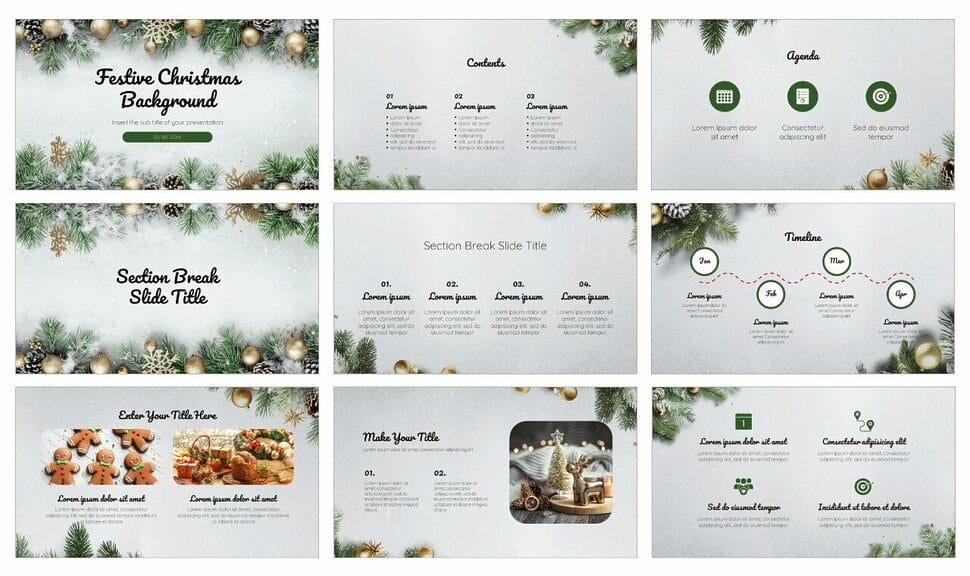 Festive Christmas Background Google Slides PowerPoint Template