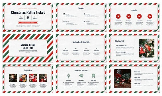 Christmas Raffle Ticket Google Slides Theme PowerPoint Template