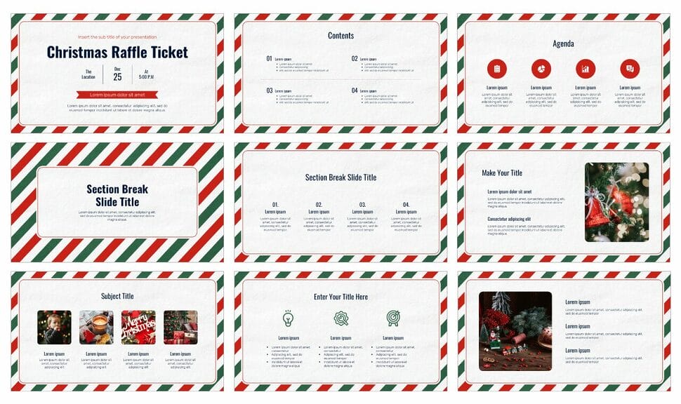 Christmas Raffle Ticket Google Slides Theme PowerPoint Template