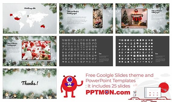 Festive Christmas Background Google Slides PowerPoint Template