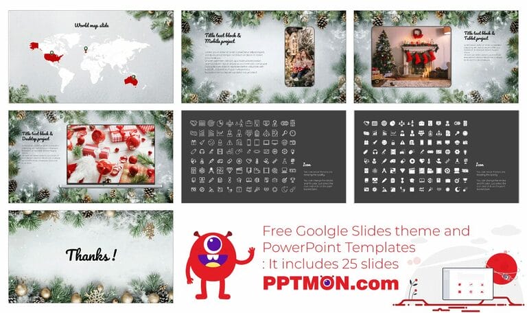 Festive Christmas Background Google Slides PowerPoint Template