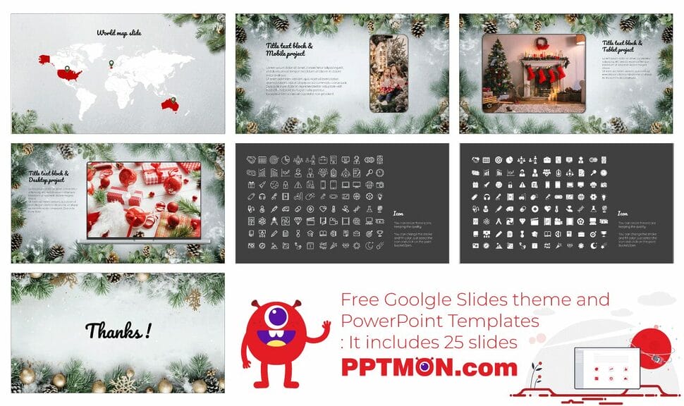 Festive Christmas Background Google Slides PowerPoint Template