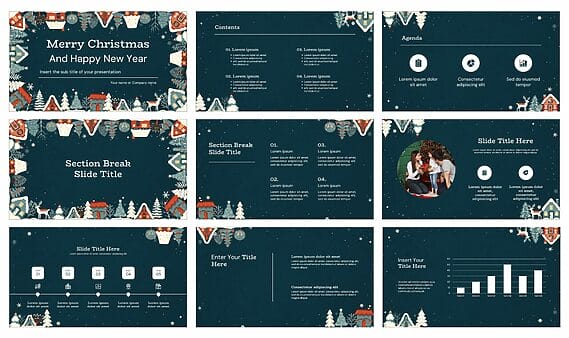 Merry Christmas and Happy New Year Google Slides Templates