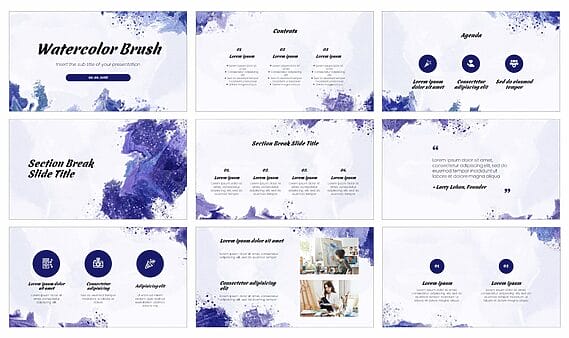 Watercolor Brush Google Slides Themes PowerPoint Templates