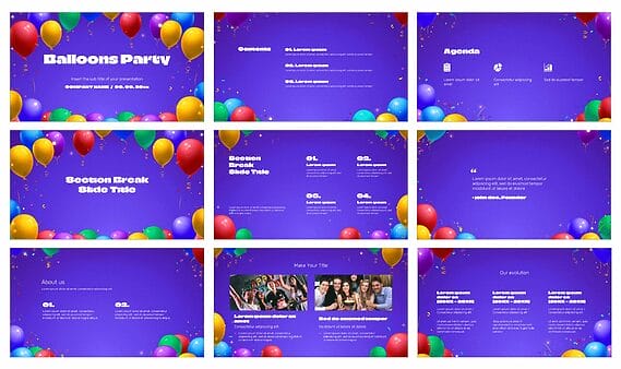 Balloons Party Free Presentation Templates - Google Slides PPT
