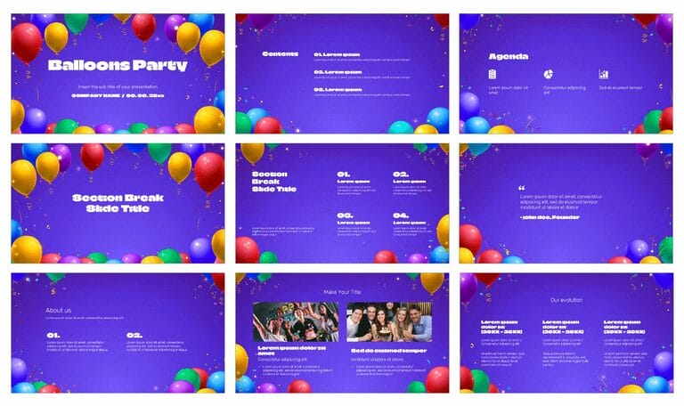 Balloons Party Free Presentation Templates - Google Slides PPT