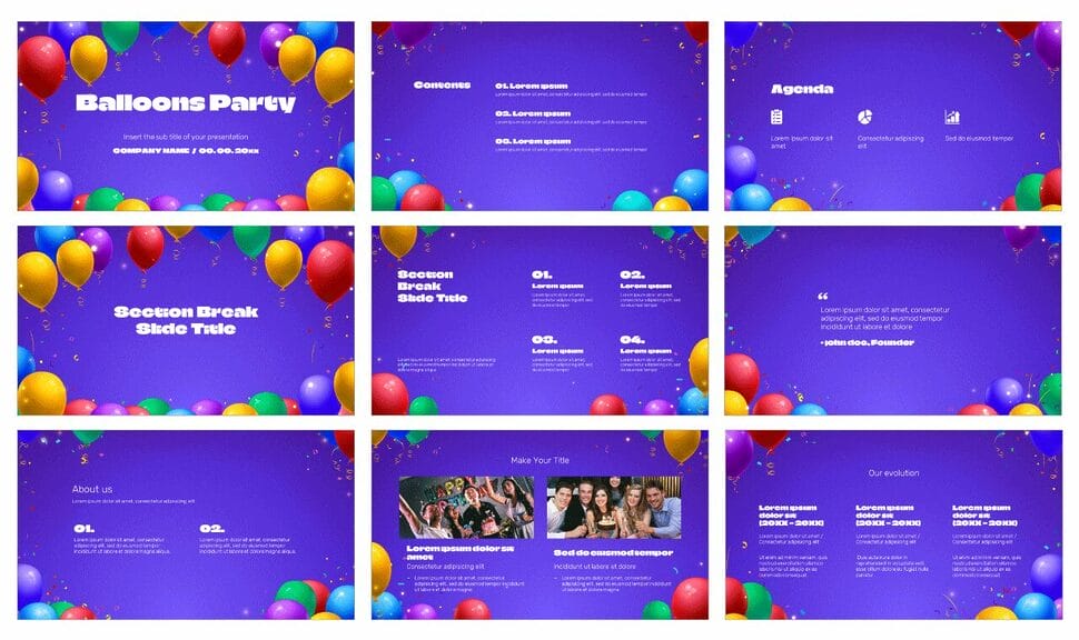Balloons Party Free Presentation Templates - Google Slides PPT