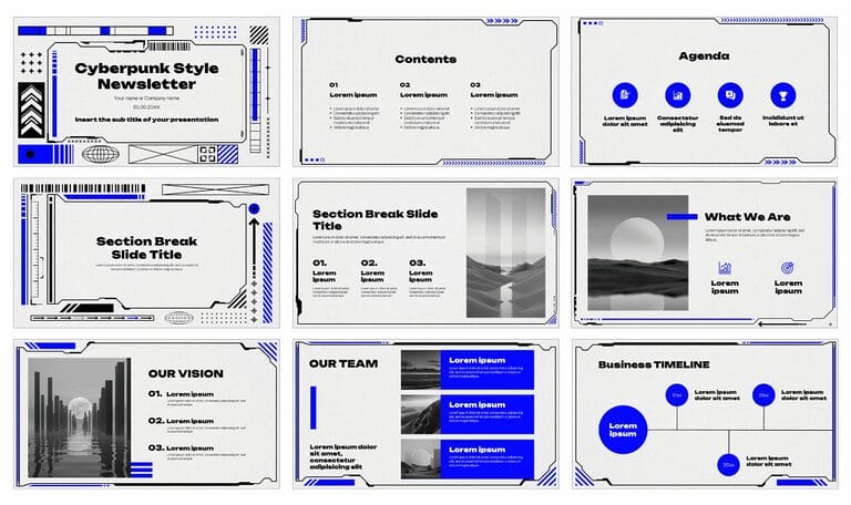 Cyberpunk Style Newsletter Google Slides PowerPoint Templates