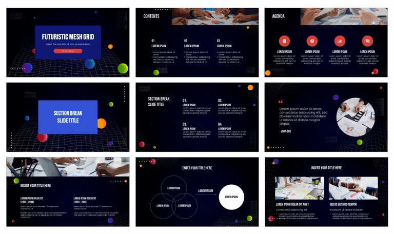 Futuristic Mesh Grid Google Slides Themes PowerPoint Templates